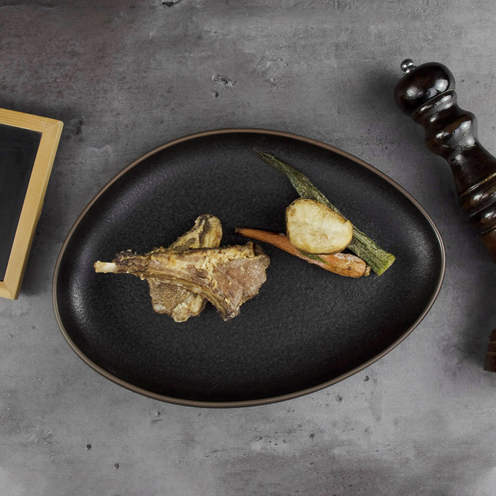 Irregular Ceramic Plate Crockery Dish Dinner Plates Ceramic Black ...