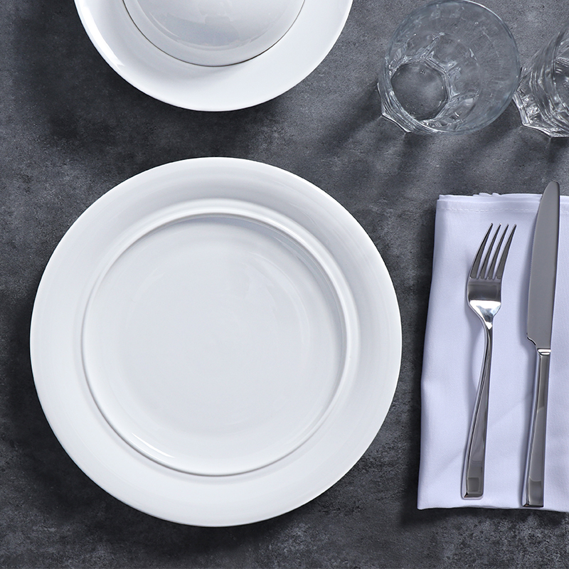 White Restaurant Dinner Plates Porcelain Ceramic Plates for Hotel Cafe ...
