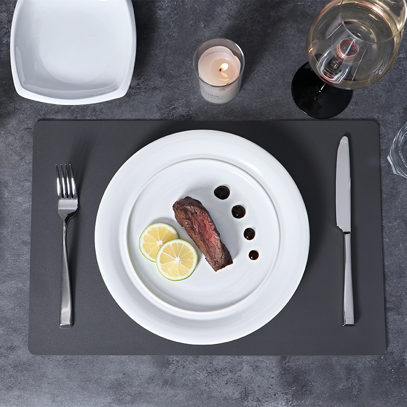 White Restaurant Dinner Plates Porcelain Ceramic Plates for Hotel Cafe ...